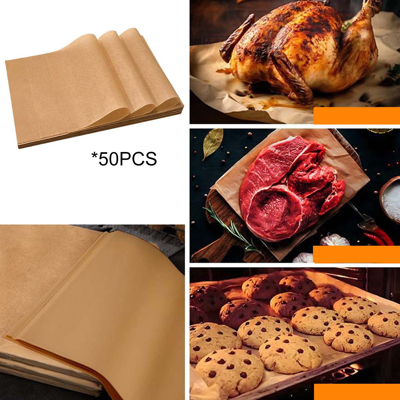 100 Pcs Unbleached Parchment Paper Baking Sheets, Non-Stick Precut ...