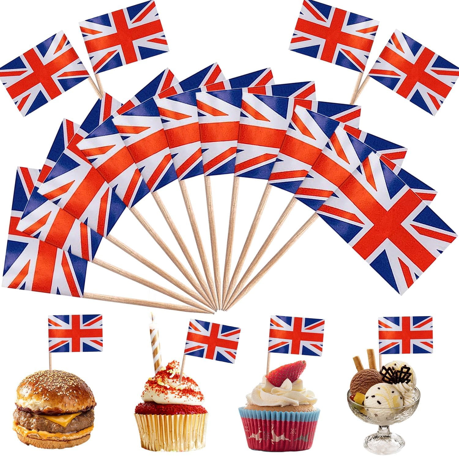 100 Pcs Union Jack Toothpicks Flags, King Coronation Union Jack Flag ...