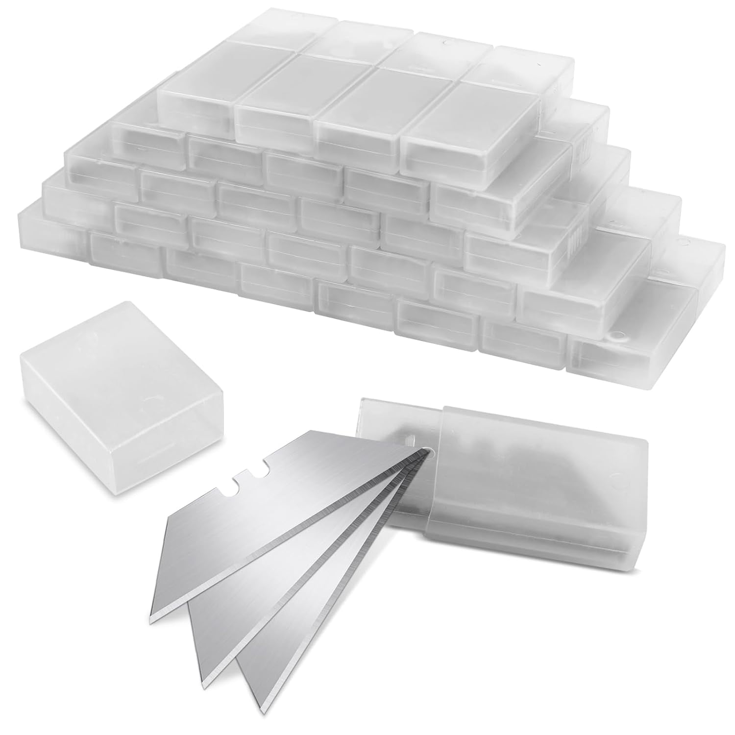 100 Pcs Utility Knife Blade, SK5 High Carbon Steel Box Cutter Blades ...