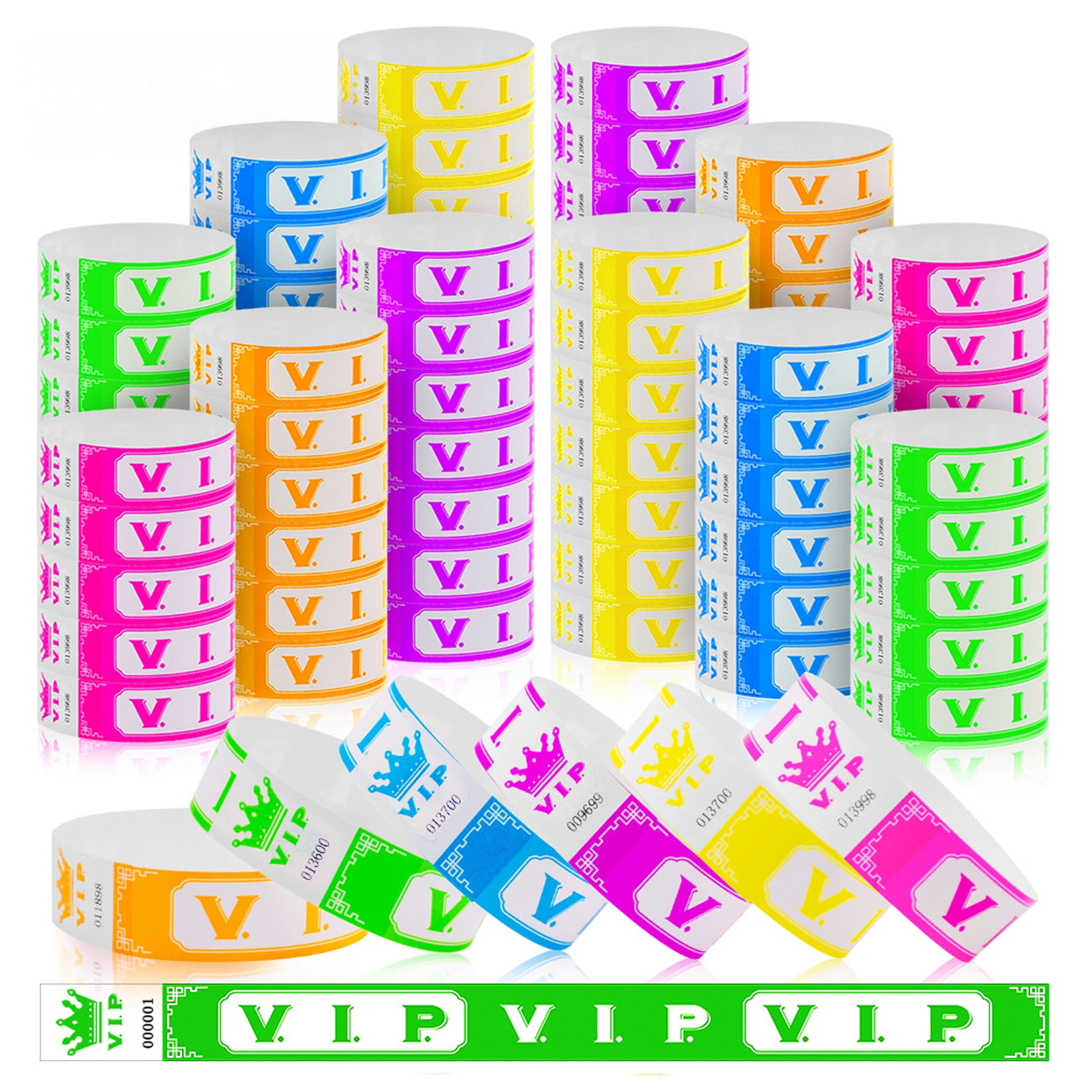100 Pcs VIP Disposable Wristbands Waterproof Fluorescent Color ...