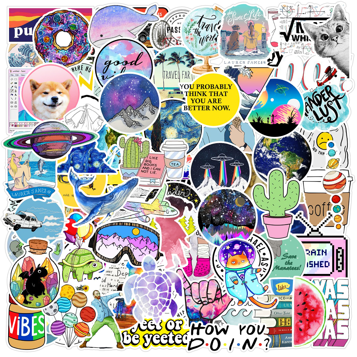 100 Pcs VSCO style Stickers, Summer stickers for Water Bottles Girls ...