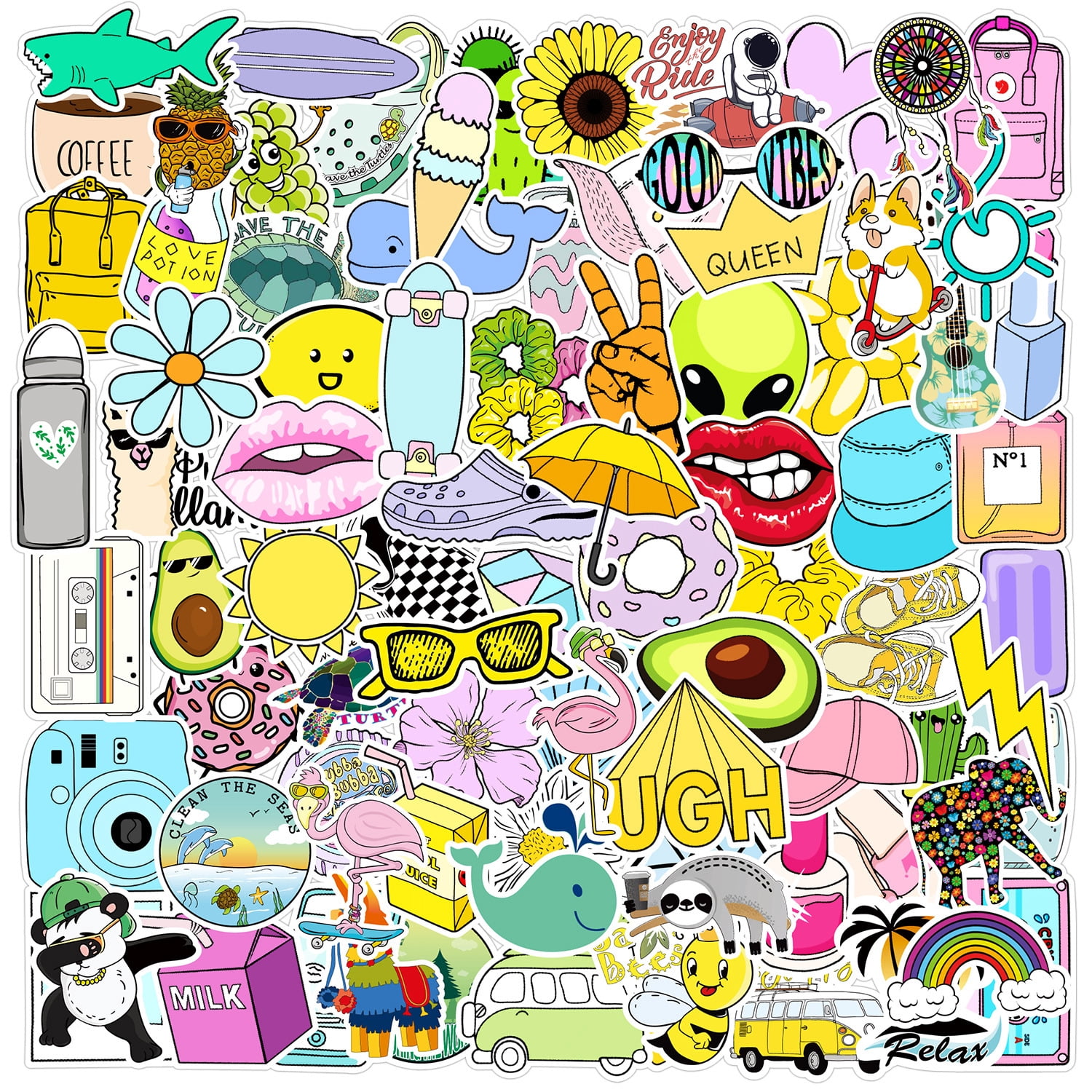 100 Pcs VSCO style Stickers, Summer stickers for Water Bottles Girls ...