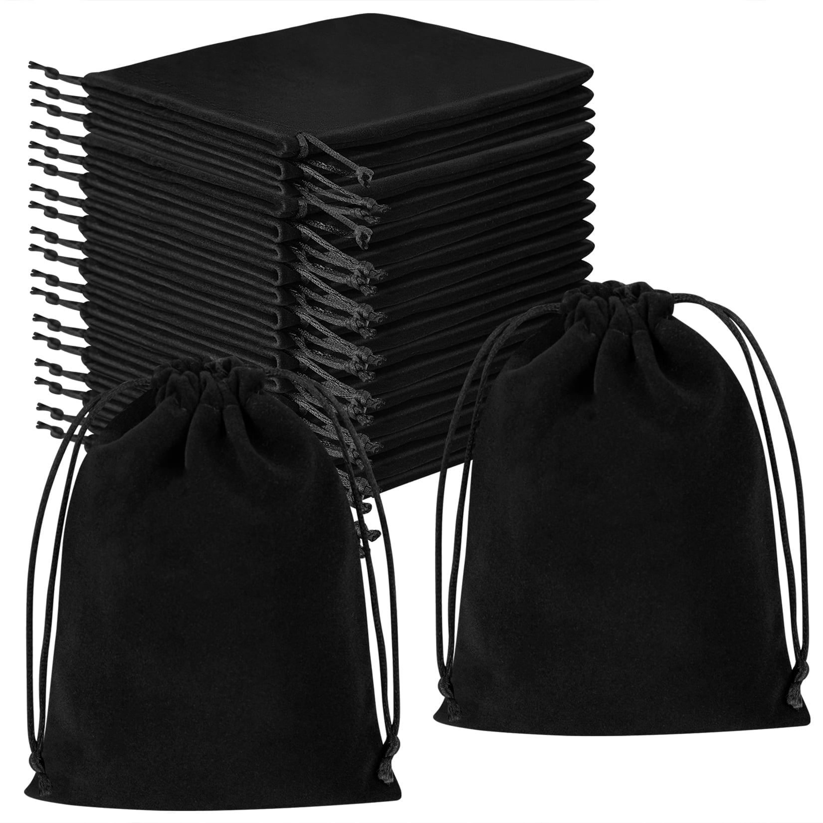 100 Pcs Velvet Drawstring Bags Jewelry Pouches Black Velvet Gift Bags ...