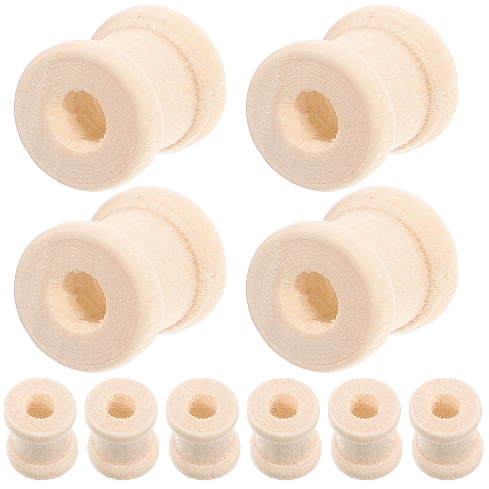 100 Pcs Vintage Unfinished Wooden Spools Hour Glass Shaped Bobbin ...