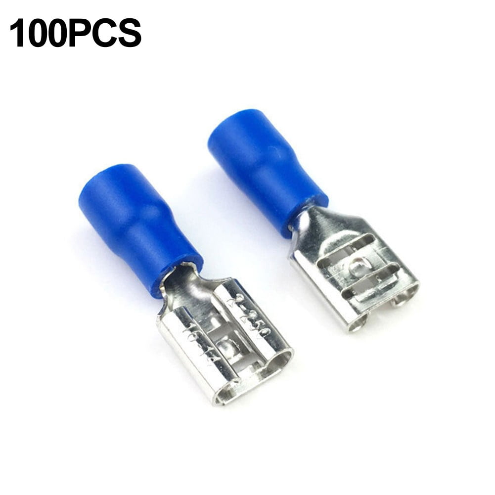 100 Pcs Vinyl Insulated Female Quick Disconnect Spade Wire Connectors ...