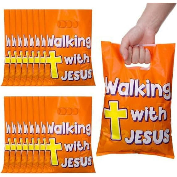 100 Pcs Walking with Jesus Plastic Goody Bags Halloween Fall Religious ...