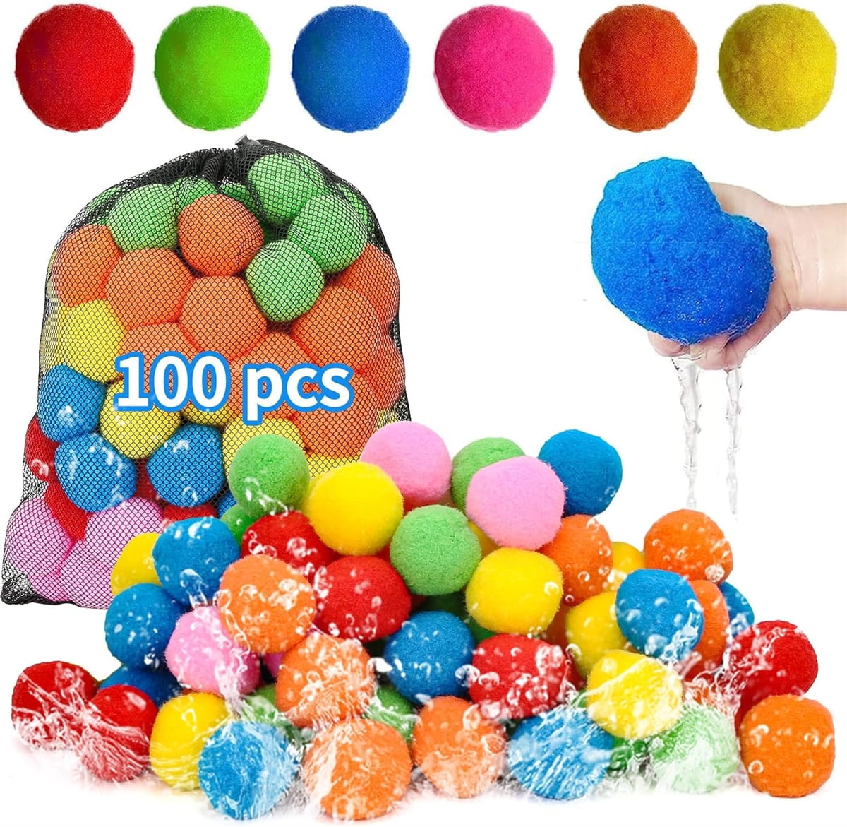 100 Pcs Water Balls GIXUSIL Reusable Water Balloons for Kids Outdoor ...