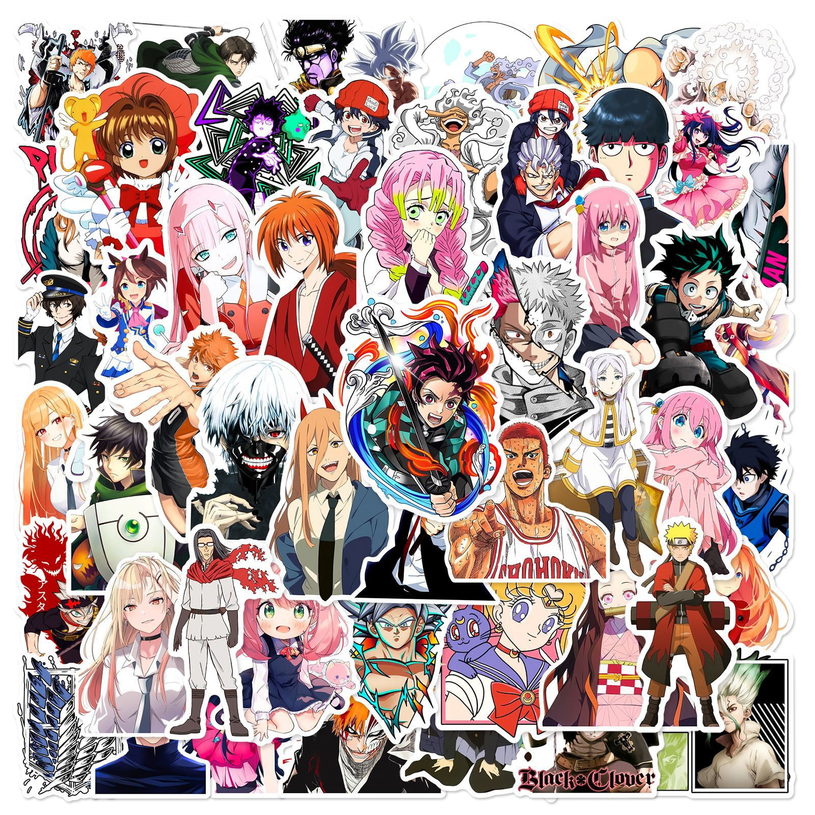100Pcs Anime Mix Pack Stickers Mixed Pack,Cartoon Characters Stickers ...
