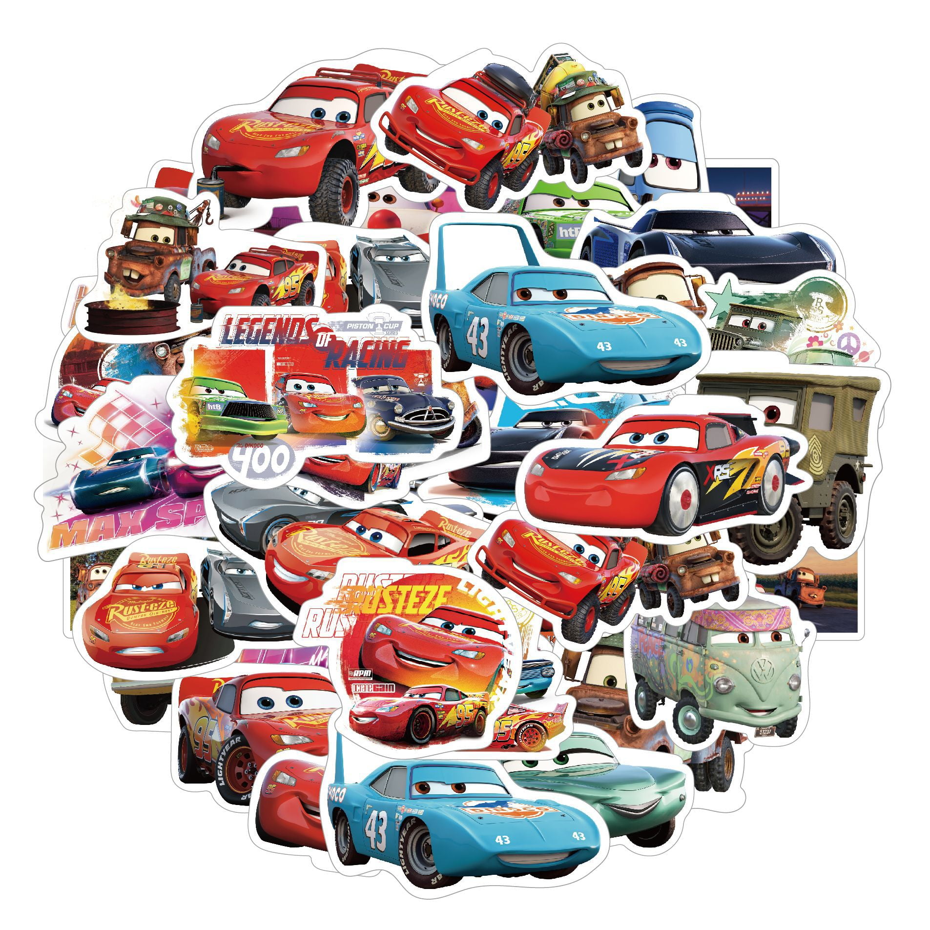 100Pcs Lightning McQueen Stickers Mixed Pack,Cartoon Characters ...