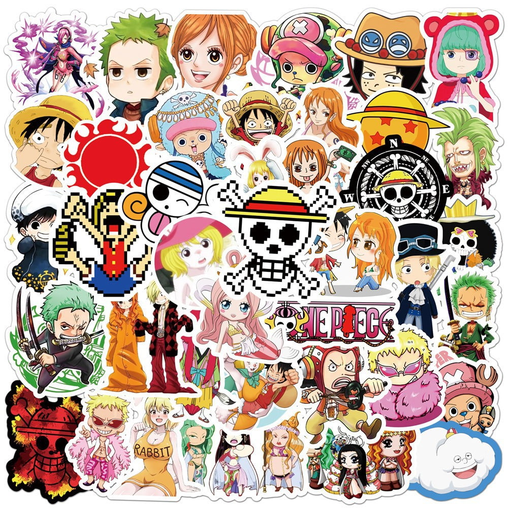 100Pcs One Piece Stickers Mixed Pack,Cartoon Characters Stickers Movie ...