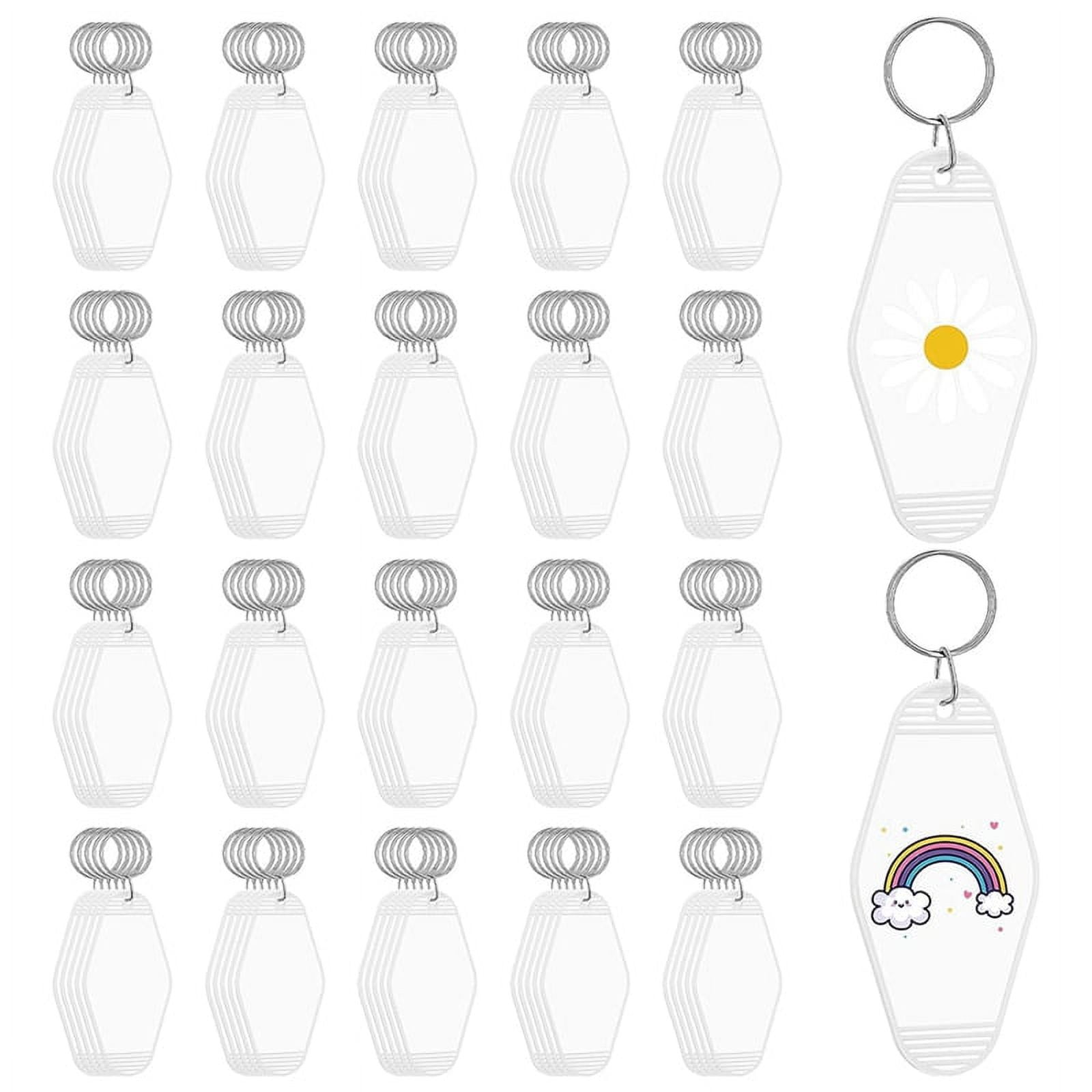 100 Pcs White Blank Hotel Motel Keychain Bulk Plastic Sublimation Blank ...