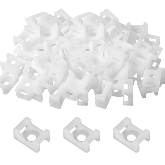 100 Pcs White Cable Tie Base Saddle Type Mount Wire Holder，for Run ...
