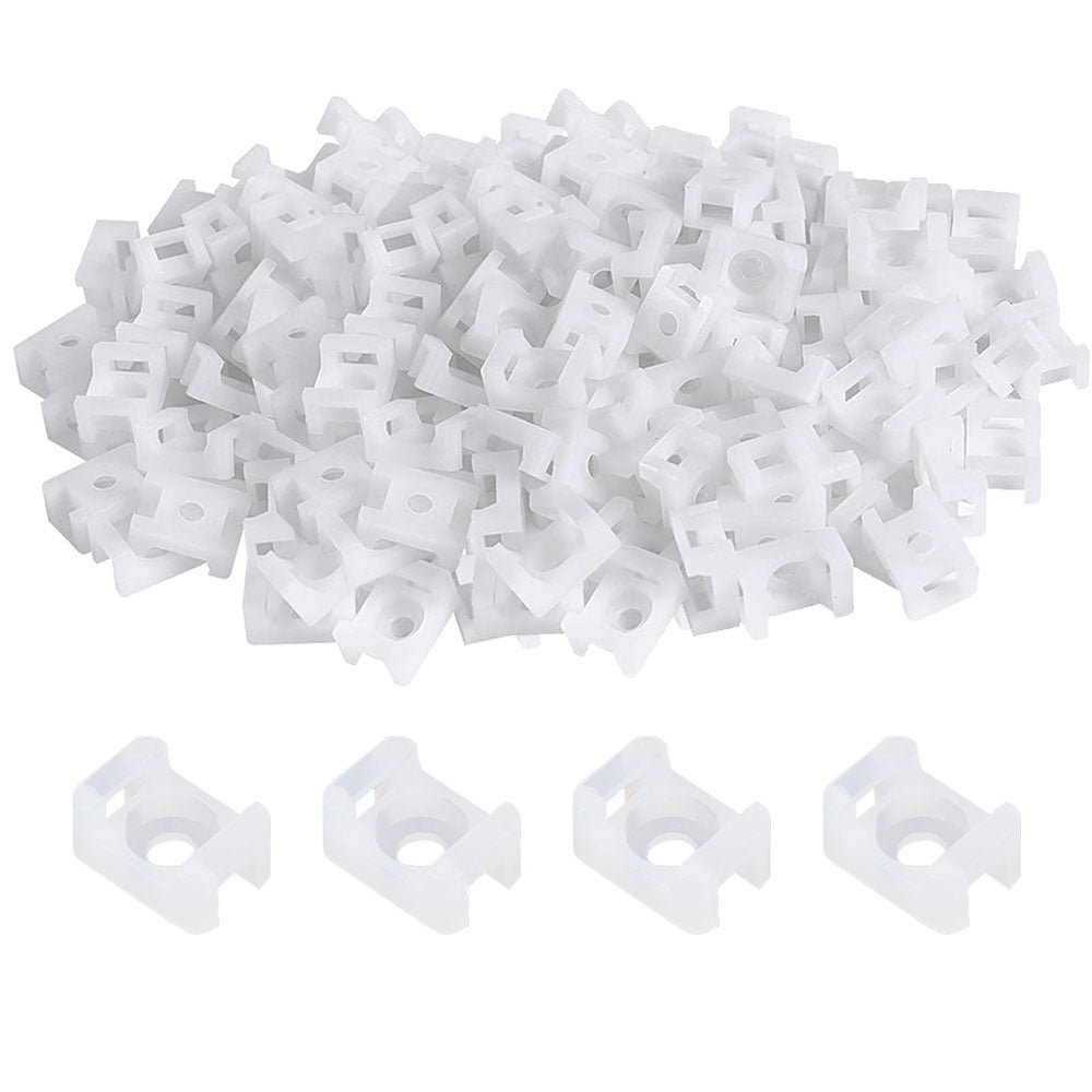 100 Pcs White Cable Tie Base Saddle Type Mount Wire Holder，for Run ...