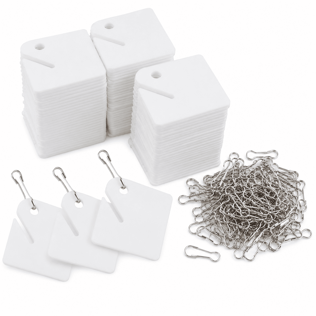 Kabuer White Plastic Key Tags with Metal Snap Hooks, 100 Pcs - Walmart.com