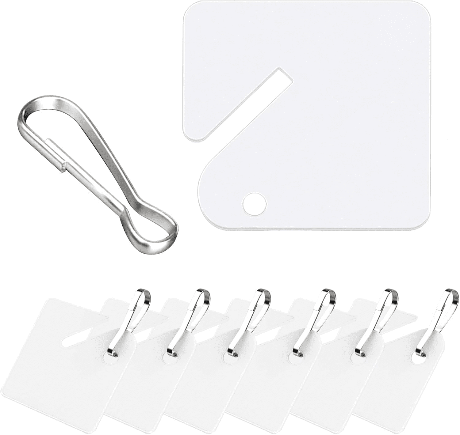 100 Pcs White Plastic Key Tags with Metal Snap Hooks – Sturdy Frosted ...