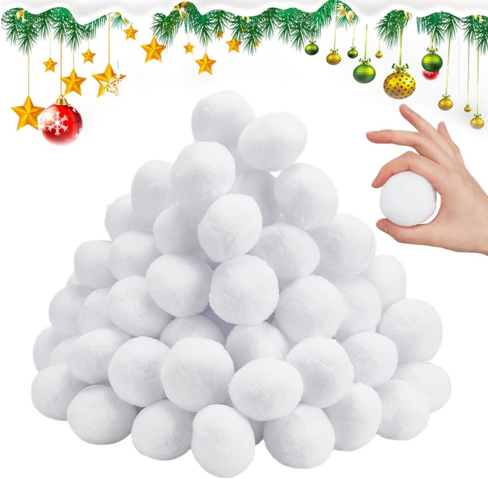 100 Pcs White Snowballs 1.97x1.57inch White Plush Snow Soft Ball ...