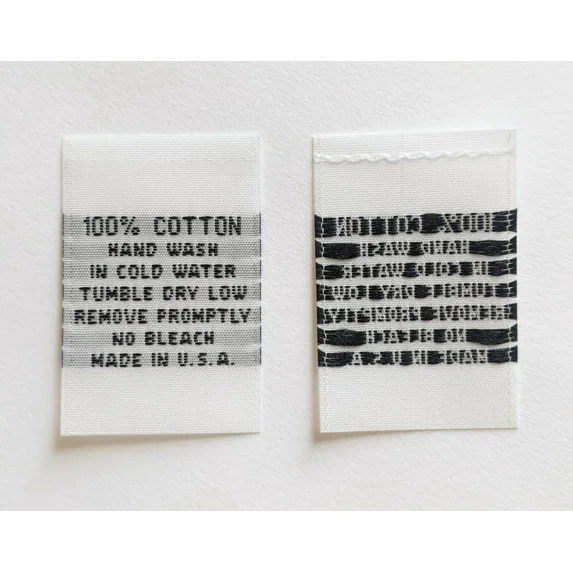 100 Pcs White Woven Clothing Garment Sewing Care Label - 100% Cotton ...
