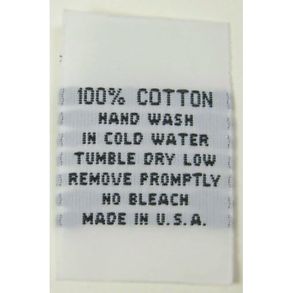 100 Pcs White Woven Clothing Sewing Care Label - 100% Cotton - Hand ...