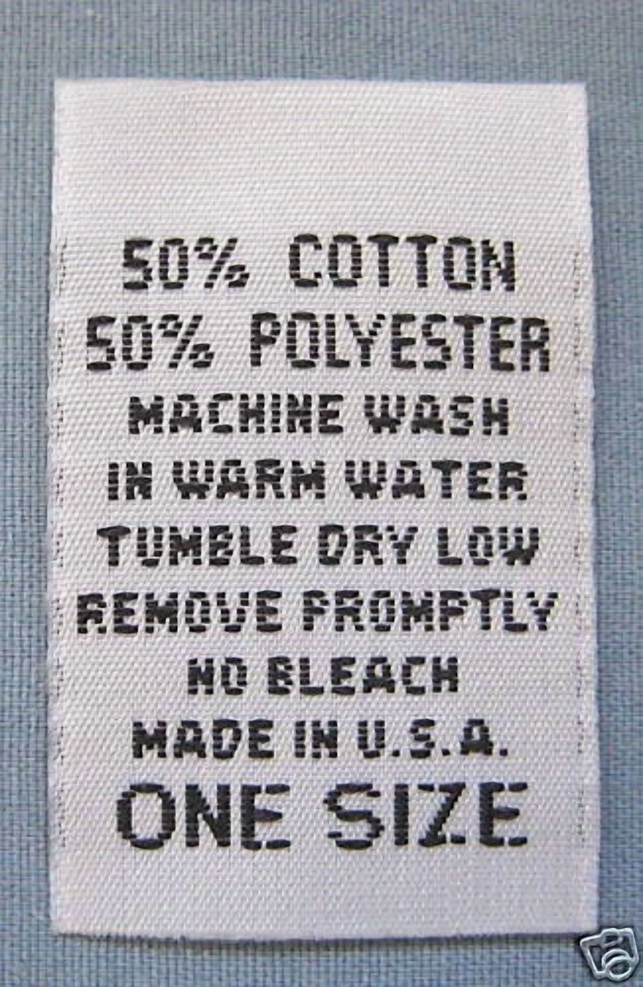 100 Pcs White Woven Clothing Sewing Care Labels - 50% Cotton / 50% ...