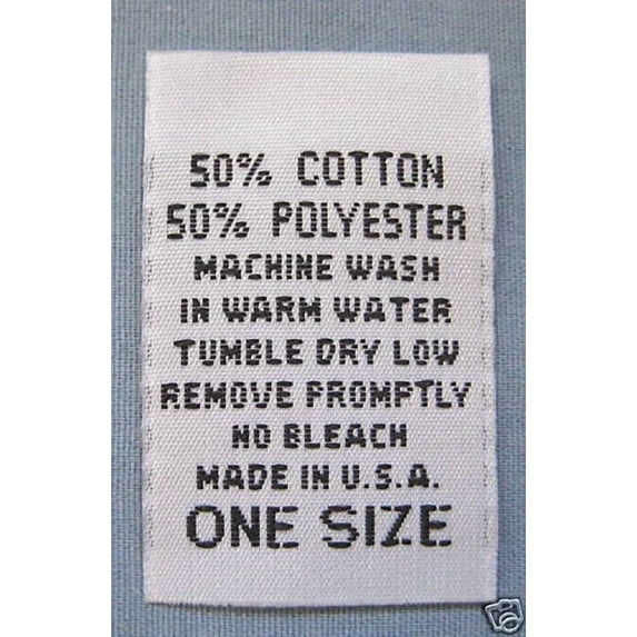 100 Pcs White Woven Clothing Sewing Care Labels - 50% Cotton / 50% ...