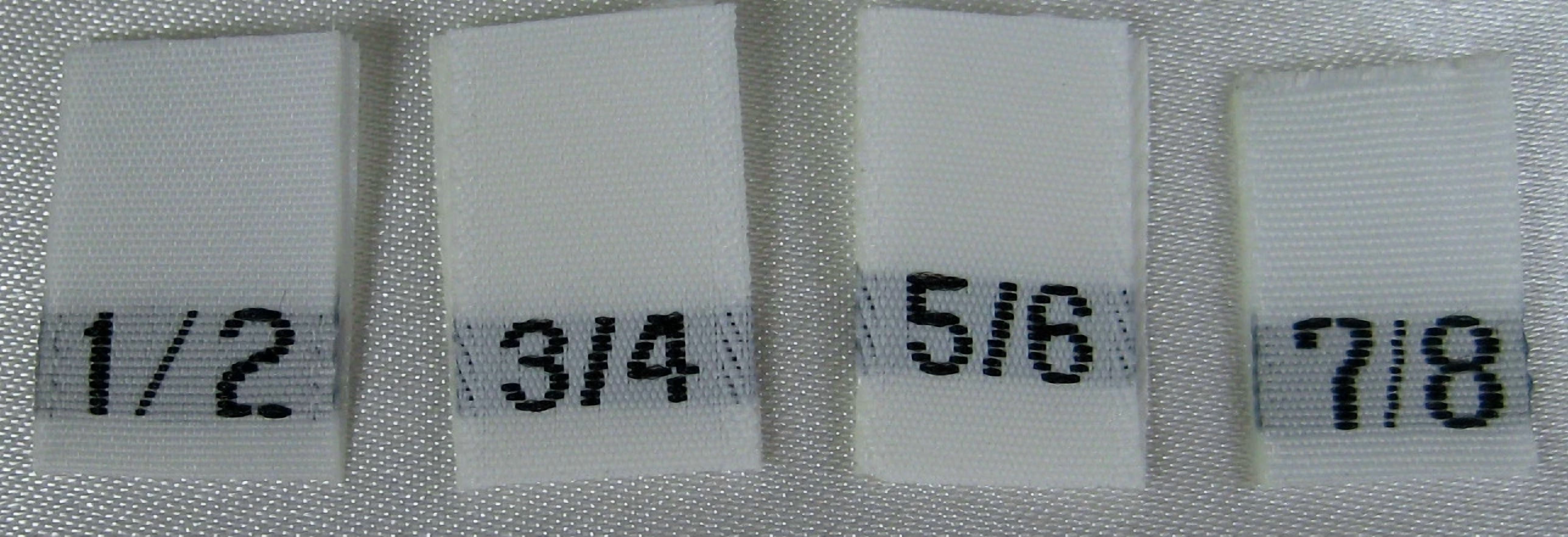 100 Pcs White Woven Clothing Sewing Label Size Tags - 1/2, 3/4, 5/6, 7/ ...