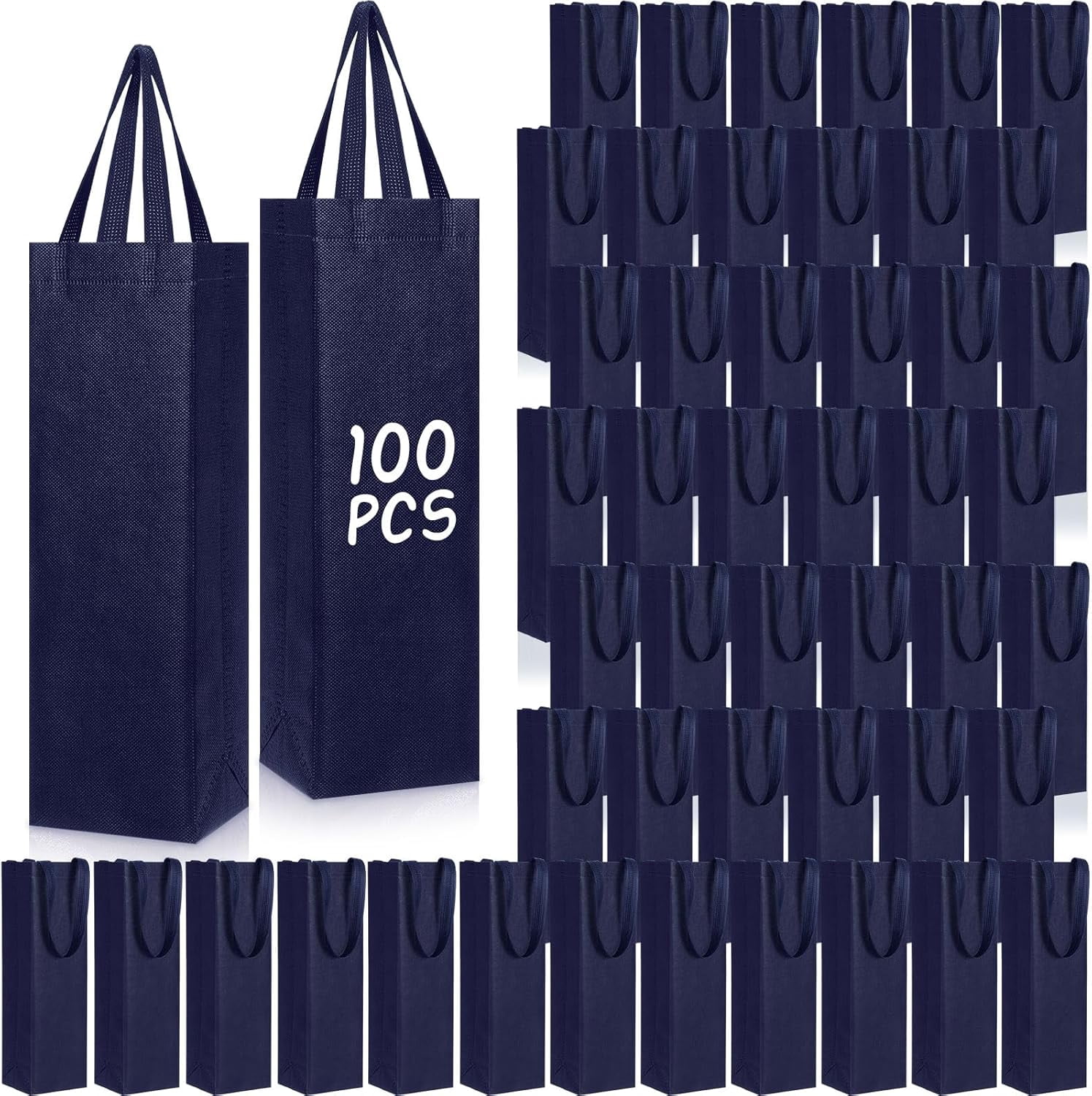 100 Pcs Wine Gift Bags with Handle Reusable Small 13.8x3.5x3.9 Inches ...
