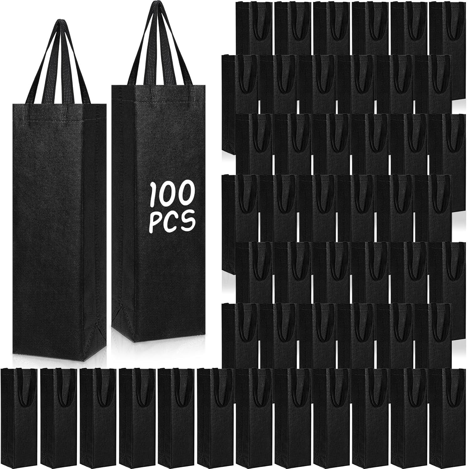 100 Pcs Wine Gift Bags with Handle Reusable Small 13.8x3.5x3.9 Inches ...