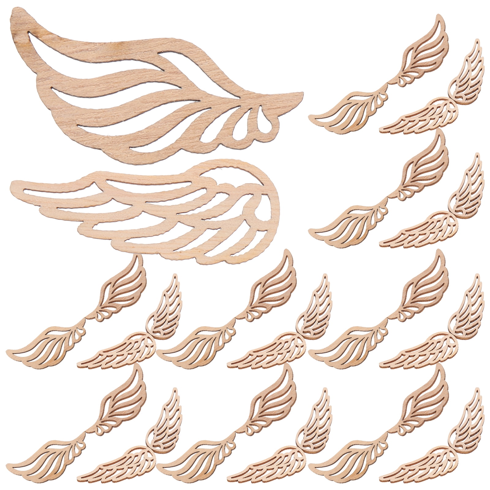 100 Pcs Wings Wood Slices Slabs Angel for Crafts Bat White Baby ...
