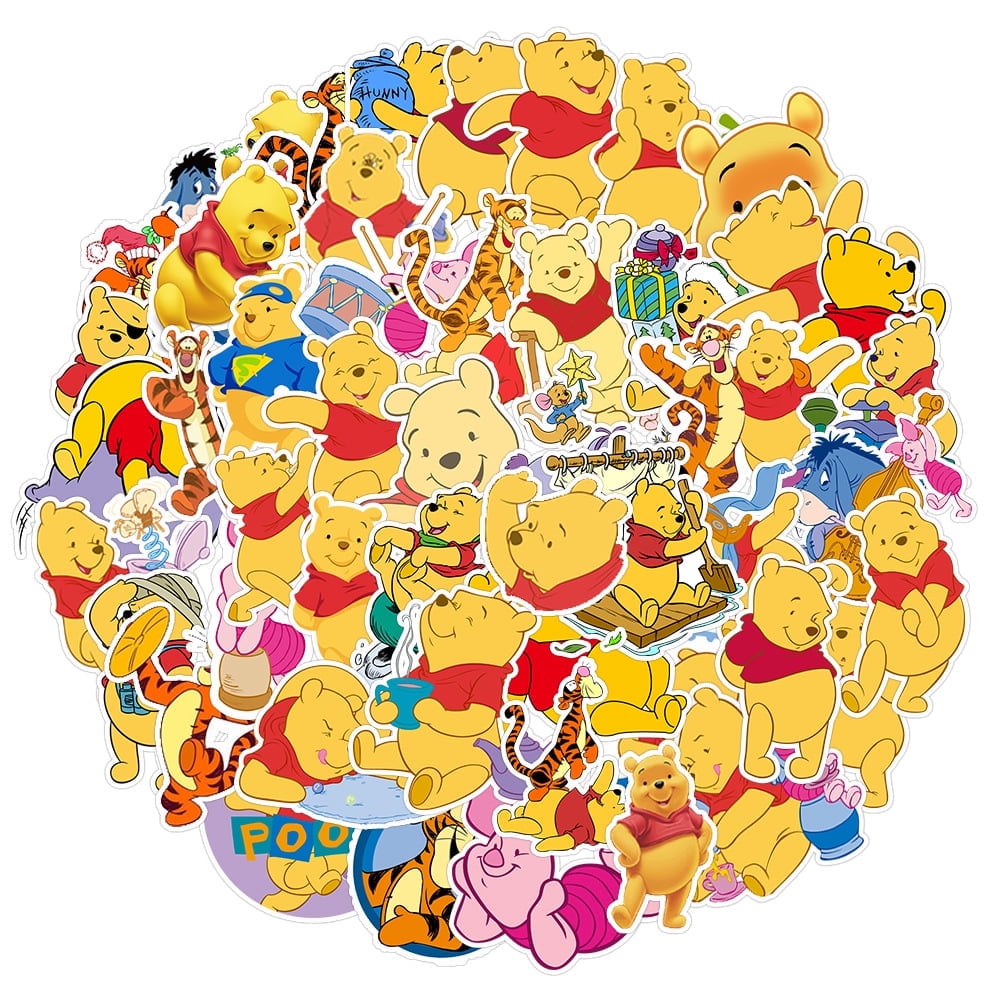 100 Pcs Winnie Pooh Anime Stickers Cartoon Waterproof Stickers for ...