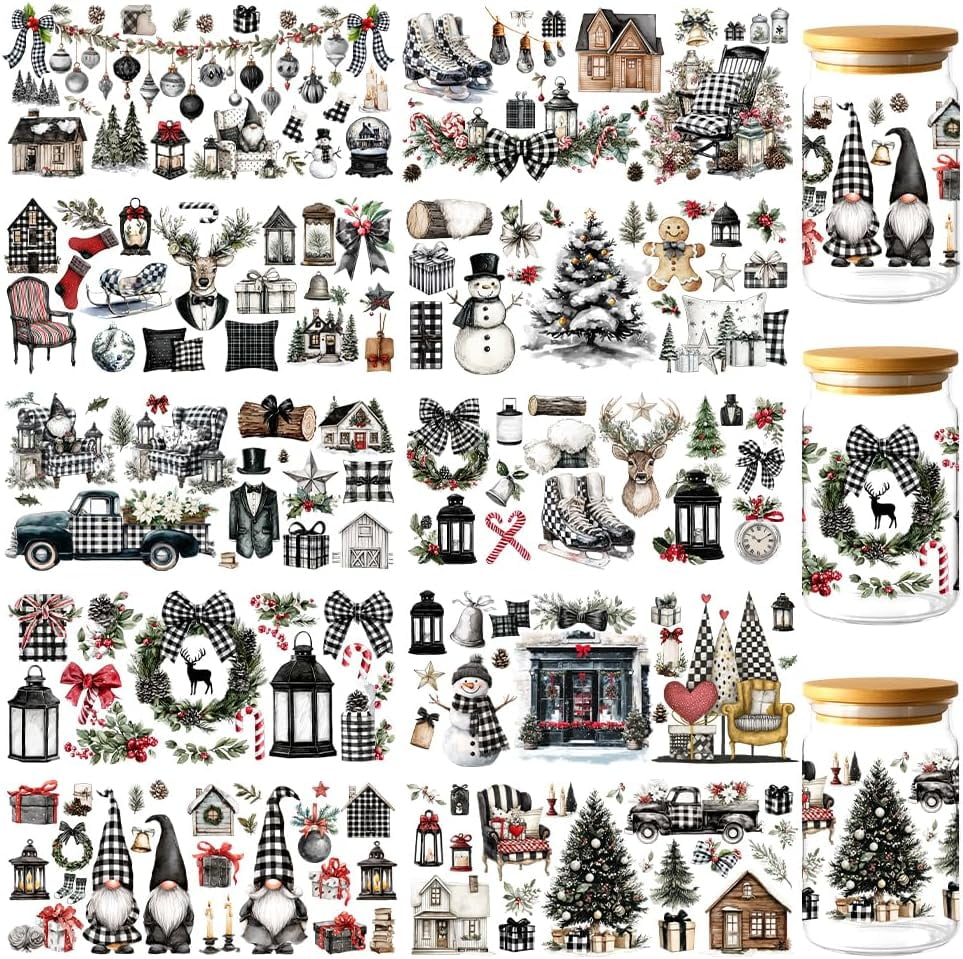100 Pcs Winter UV DTF Cup Wraps Christmas Elements UV DTF Rub on ...