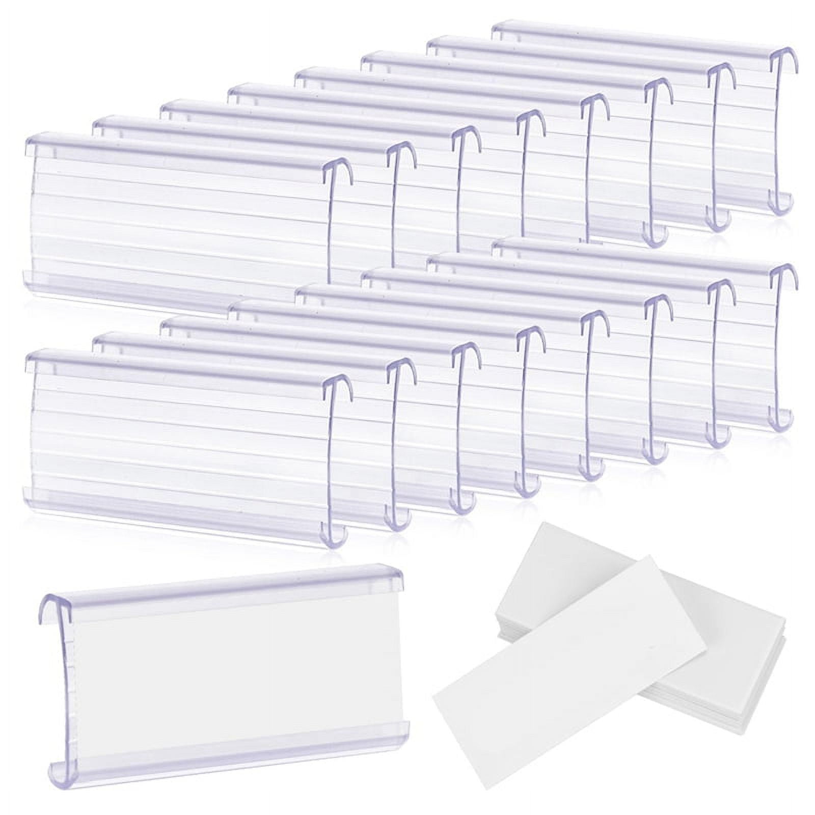 100 Pcs Wire Shelf Label Holders with Paper Inserts,Wire Holder Plastic ...