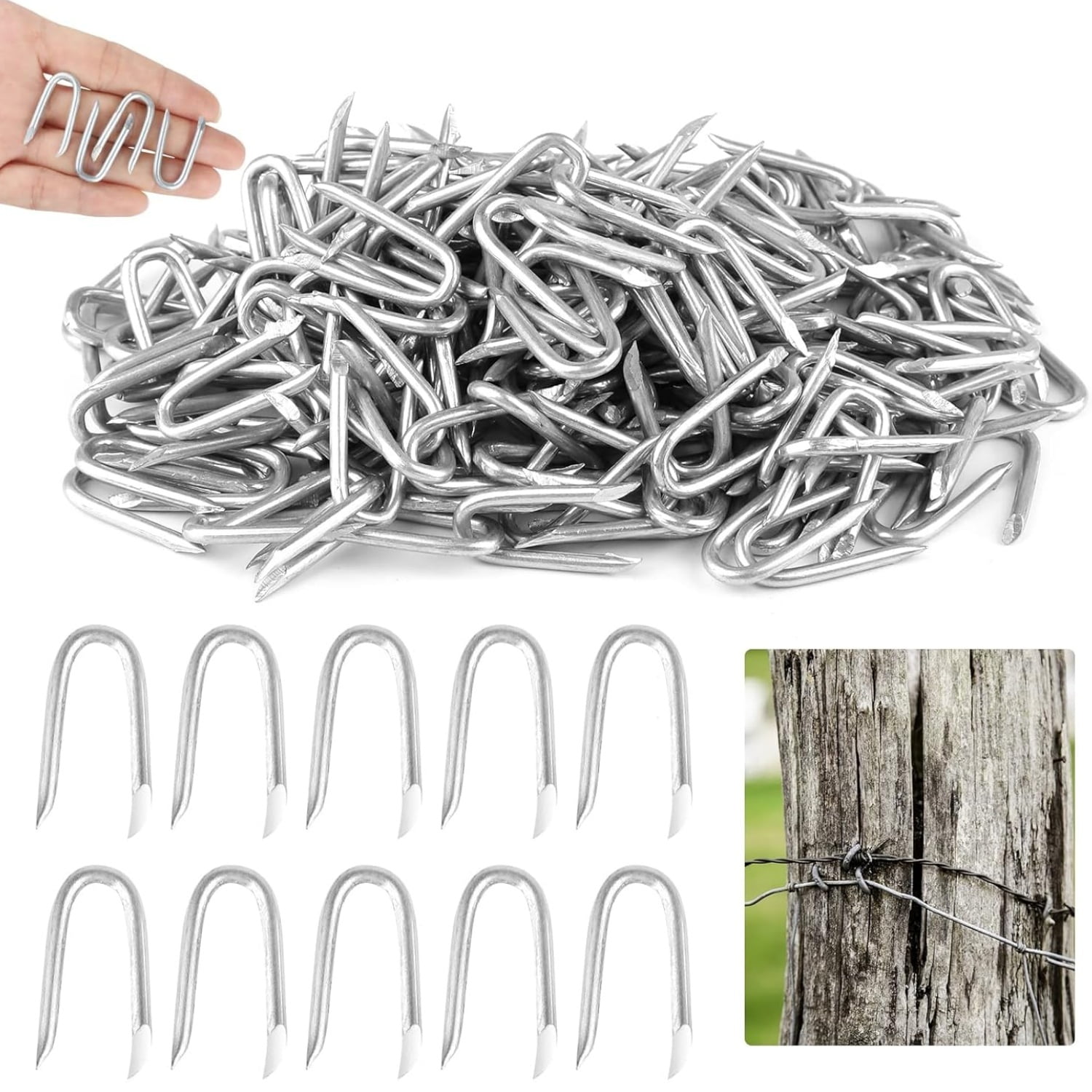 100 Pcs Wire Staples Steel Fence Staple Steel Wire Fencing Staples U ...