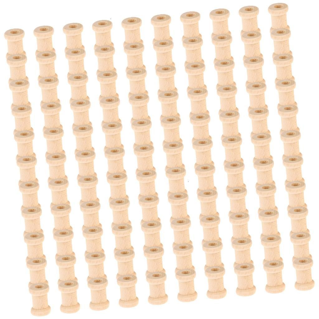 100 Pcs Wood Empty Spools Empty Sewing Spools Wood Sewing Bobbins ...