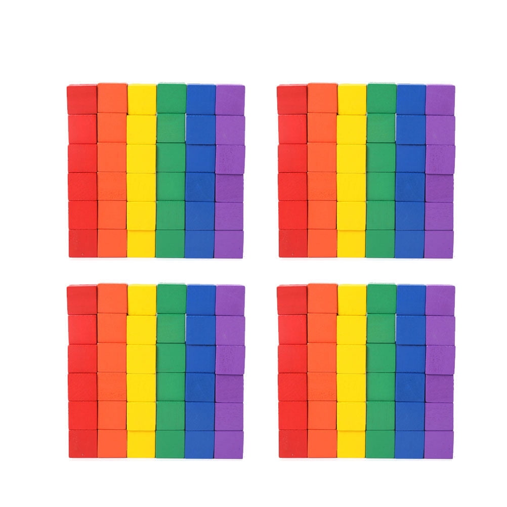100 Pcs Wood Square Block Building Blocks for Kids Colorful Blocks DIY ...