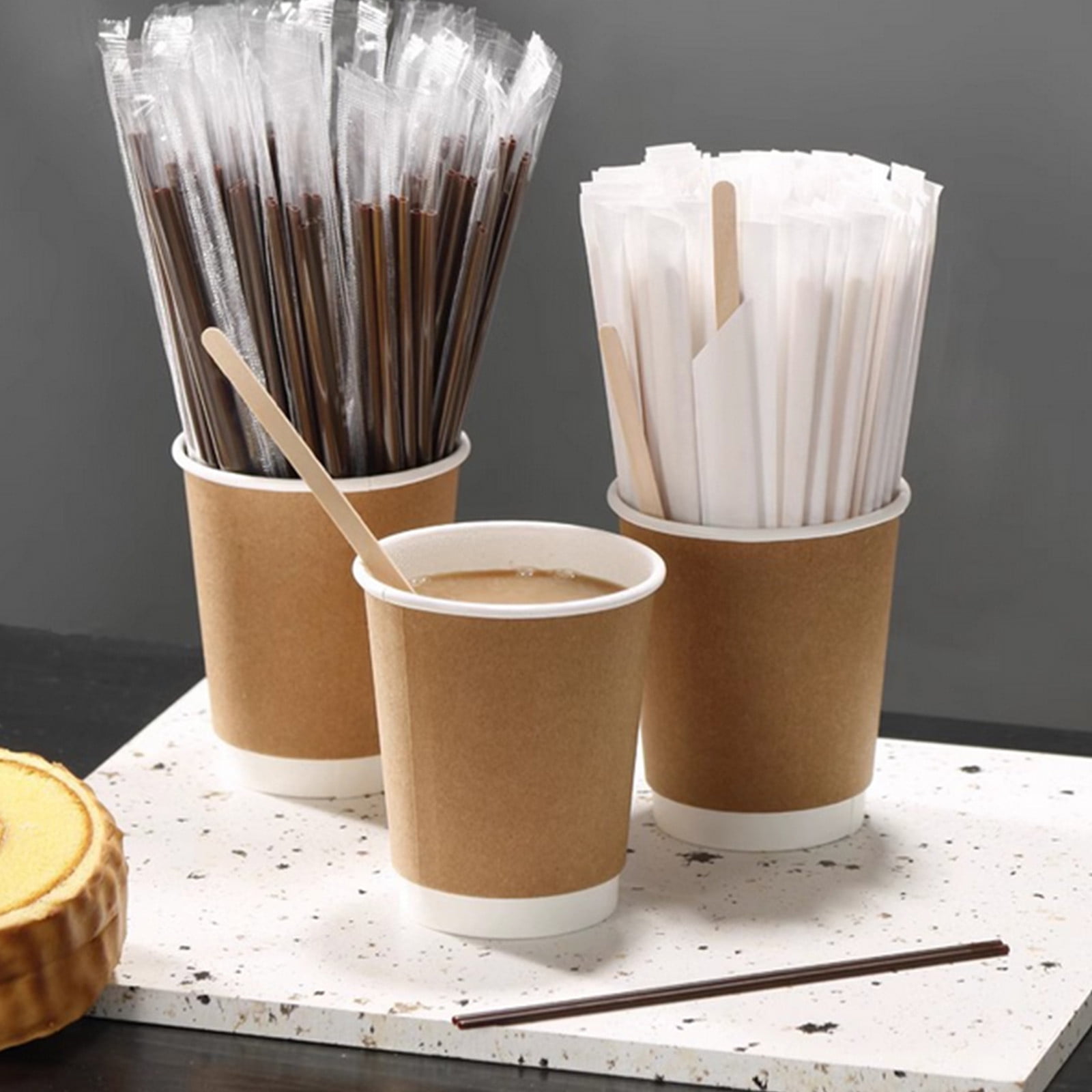100 Pcs Wooden Coffee Stirrers, 7.5 Inch Disposable Stir Sticks ...