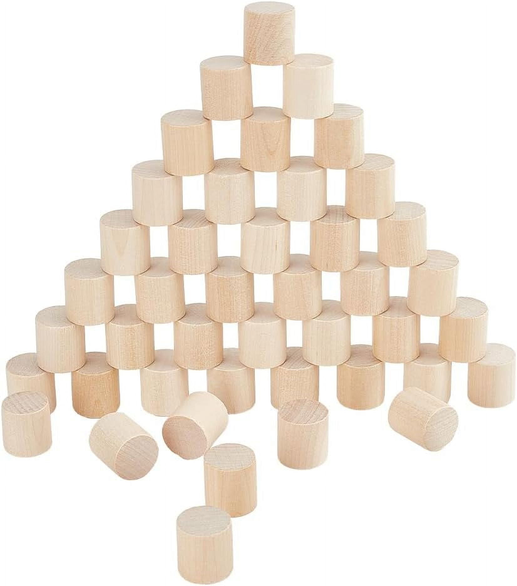 100 Pcs Wooden Craft Blocks Cylinders 0.8"x0.8" Unfinished Wooden Round ...