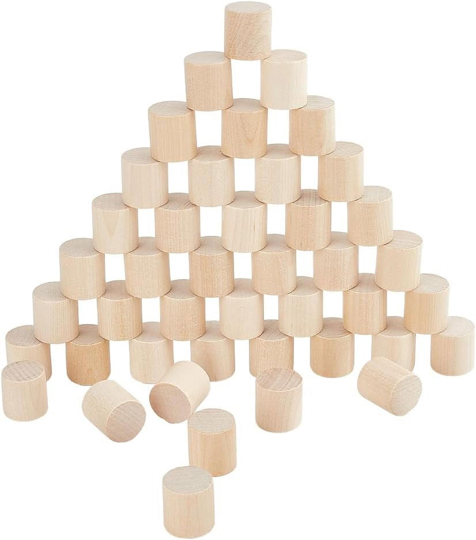 100 Pcs Wooden Craft Blocks Cylinders 0.8"x0.8" Unfinished Wooden Round ...