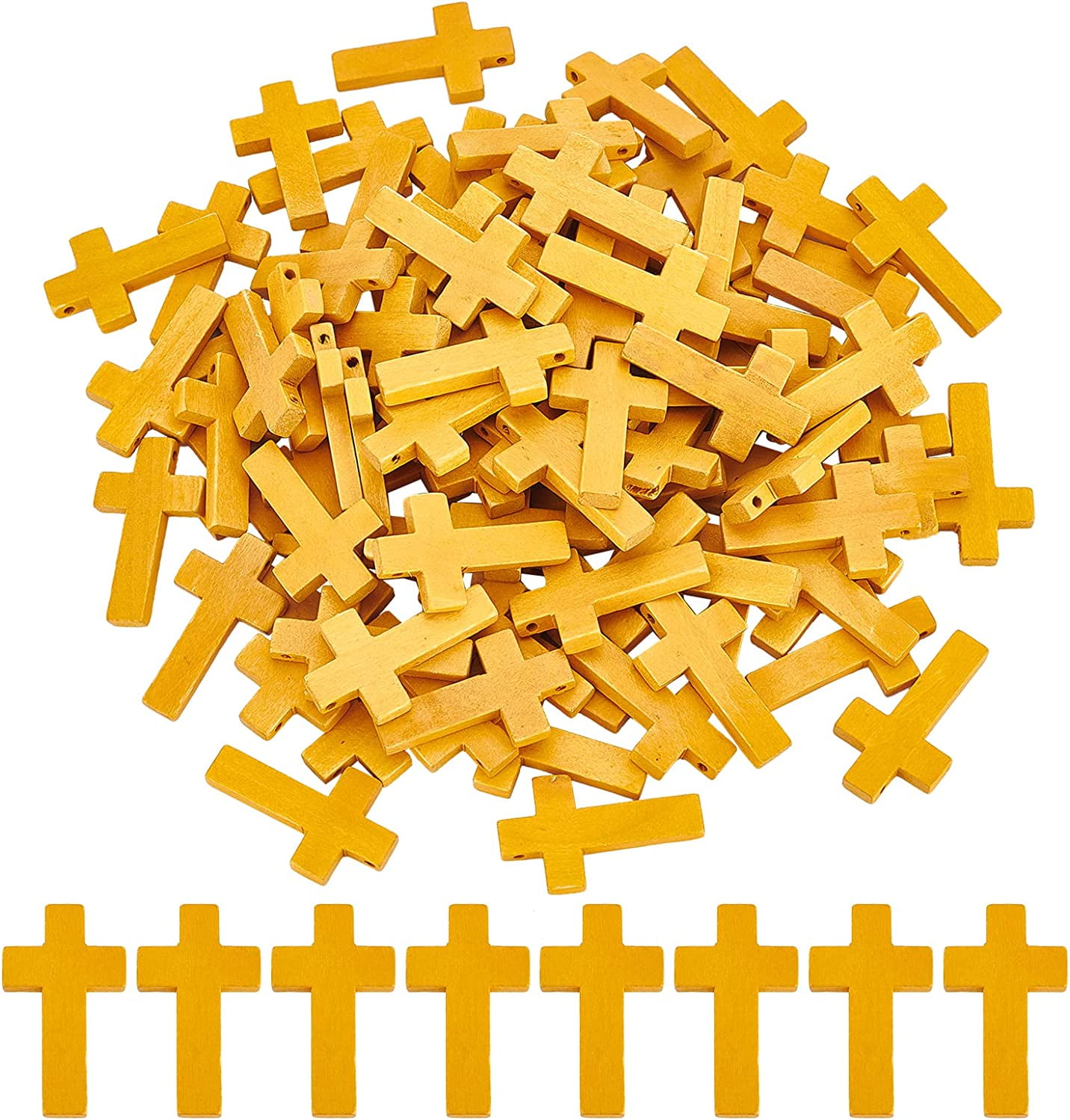 100 Pcs Wooden Cross Pendants Mini Cross Charms Maple Wood Cross for ...