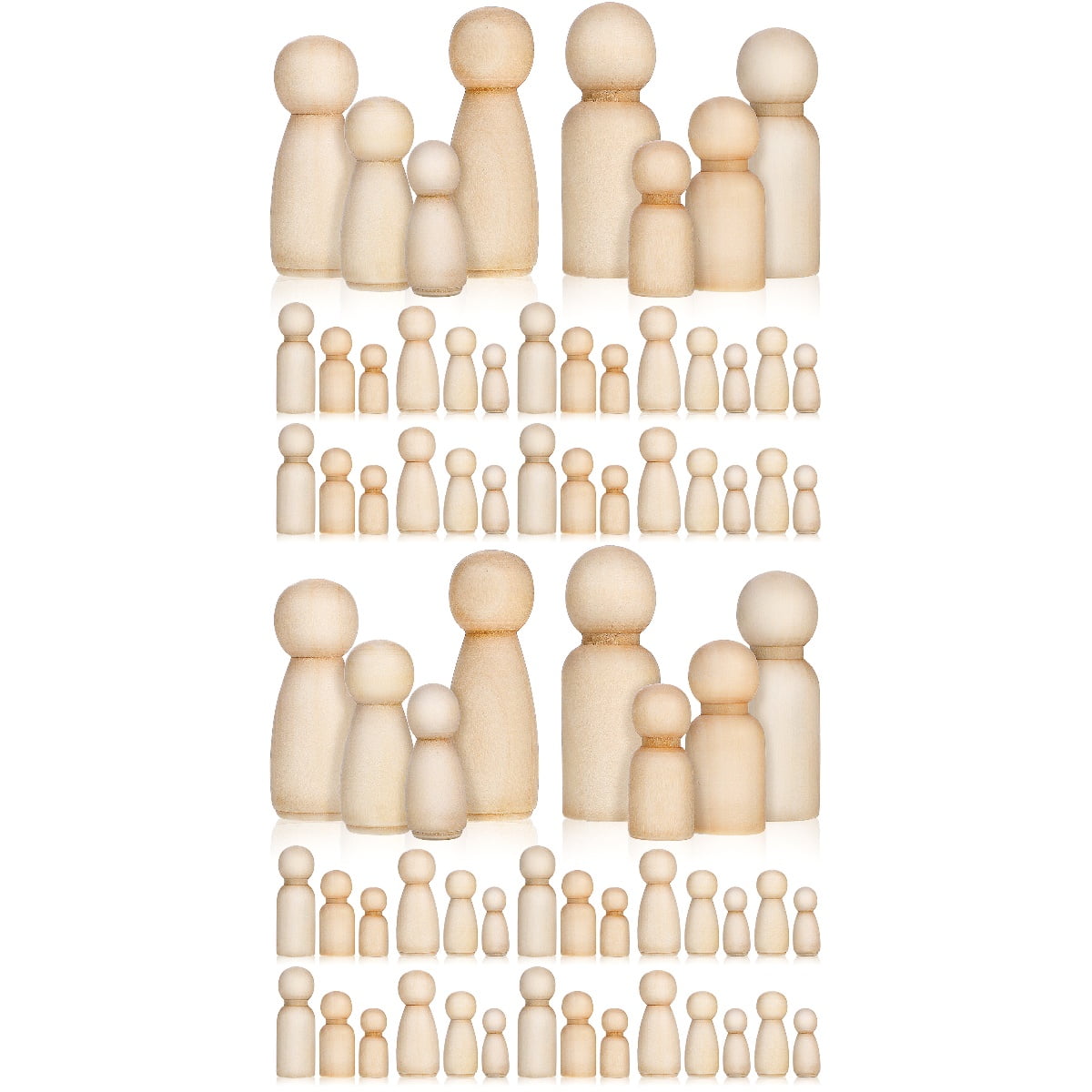 100 Pcs Wooden Doll Painting Dolls Peg Unfinished DIY Graffiti Crafts ...