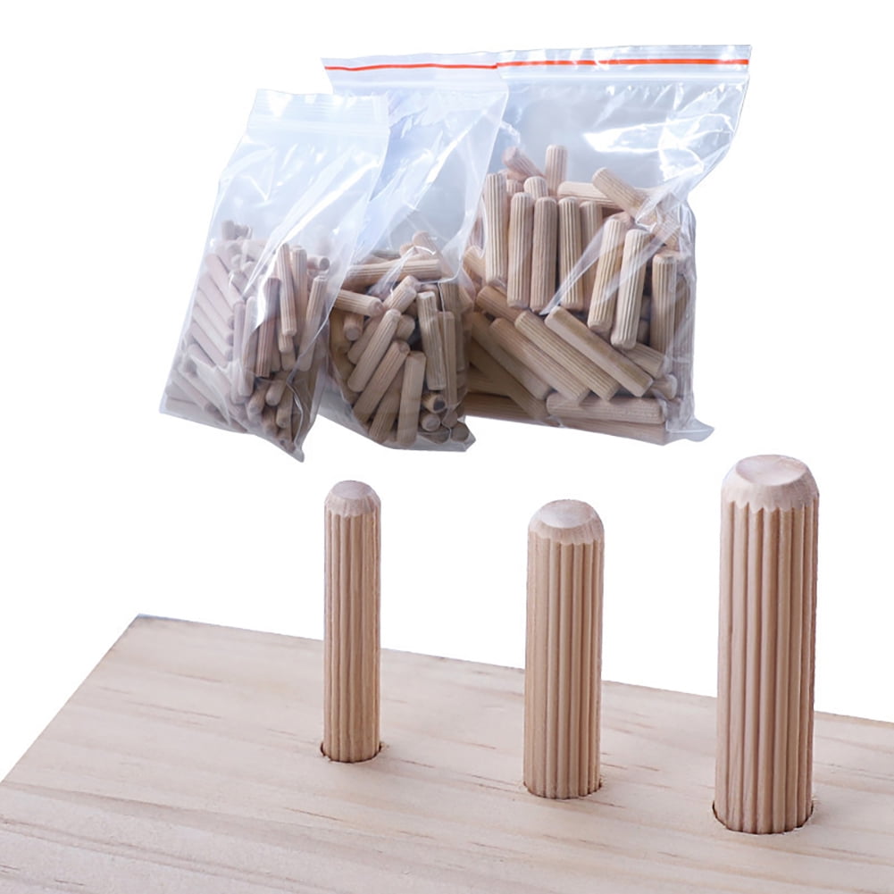 100 Pcs Wooden Dowel Pins with Fluted Beveled Round Wood Tip ...