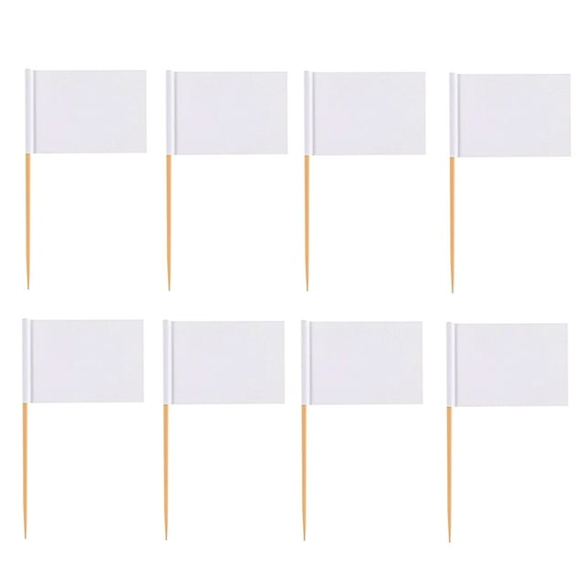 100 Pcs Wooden Flag Toothpicks White DIY Cupcake Toppers Toothpick for ...