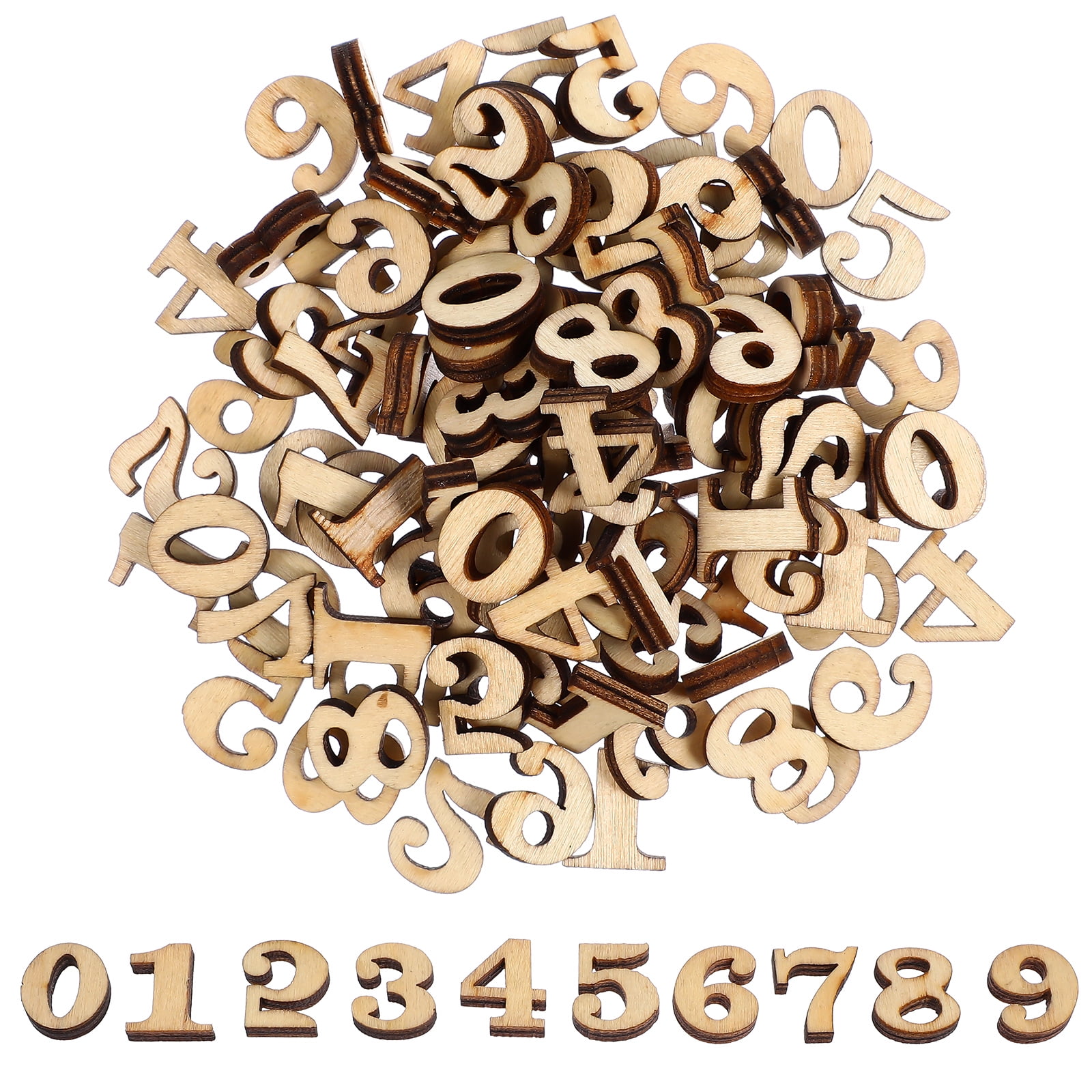 100 Pcs Wooden Numbers Handmade Blank Wood Numbers Slices Education ...