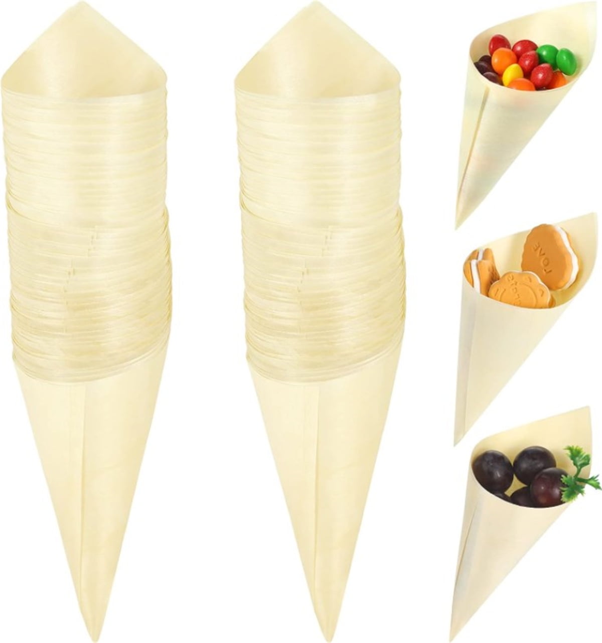100 Pcs Wooden Tasting Cone Set,5 Inch Disposable Serving Cone,Easy to ...
