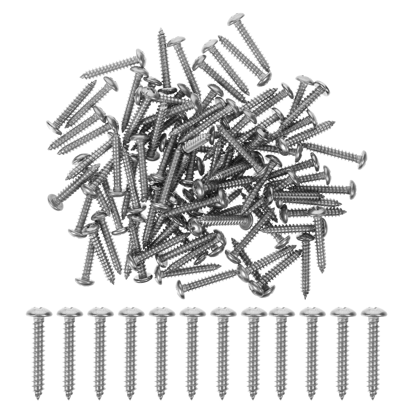 BRIGHTFUFU Self Tapping Screws Stainless Steel 100Pcs 2.5X0.8X0.3In ...