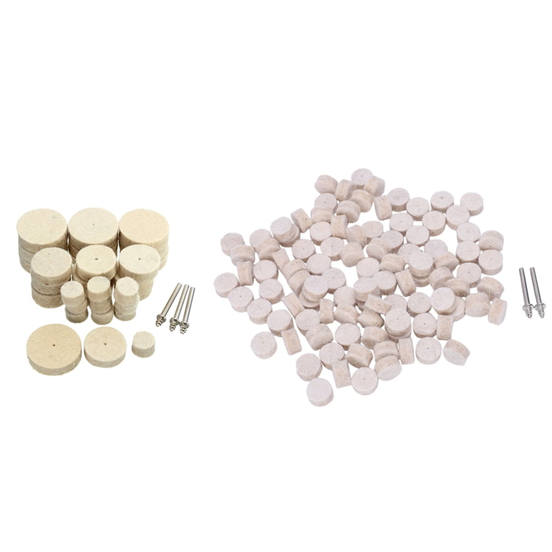 100 Pcs Wool Felt Polishing Buffing Round Wheel Tool + 2 Shank for ...