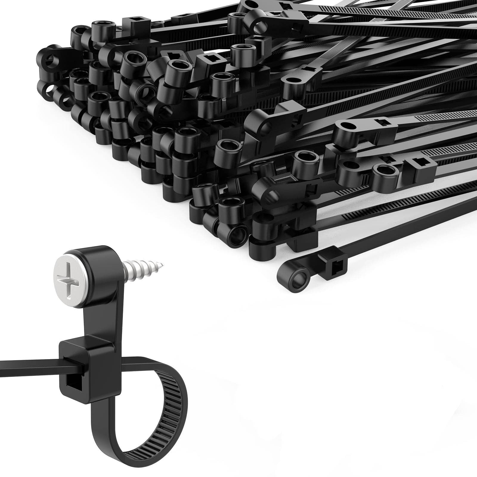 100 Pcs Zip Ties with Screw Hole,Plastic Ties with Screw Holes and ...