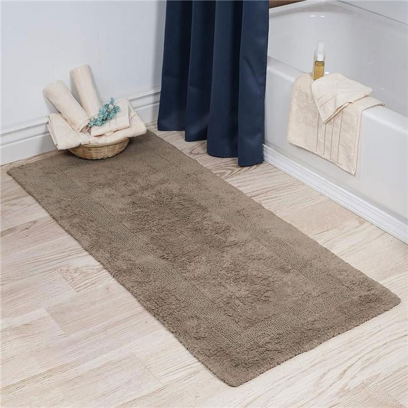 100 Percent Cotton Reversible Long Bath Rug - Taupe - 24 x 60 in ...