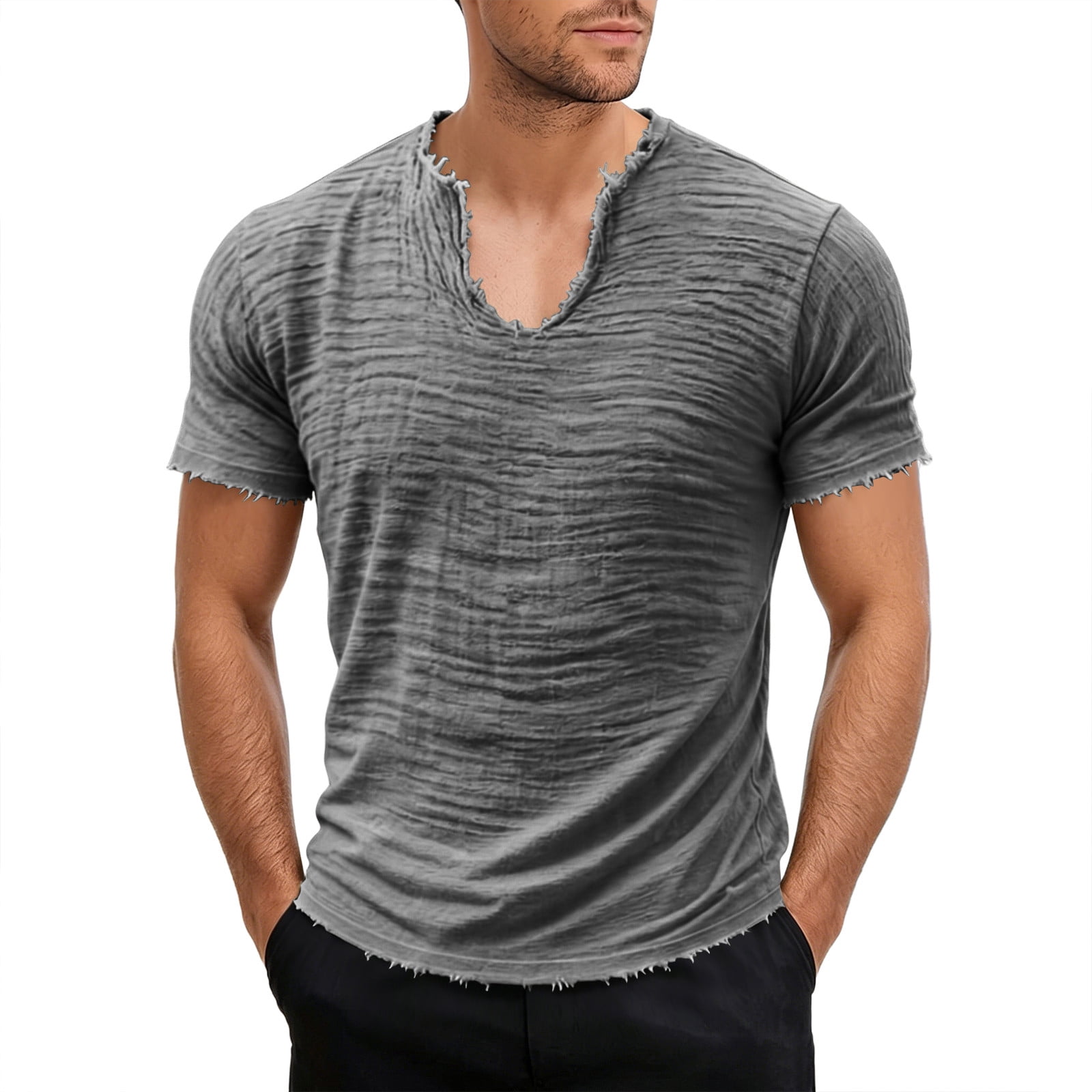 100 Percent Cotton T-Shirts for Men Jerdar Men's Solid Color Pleated ...