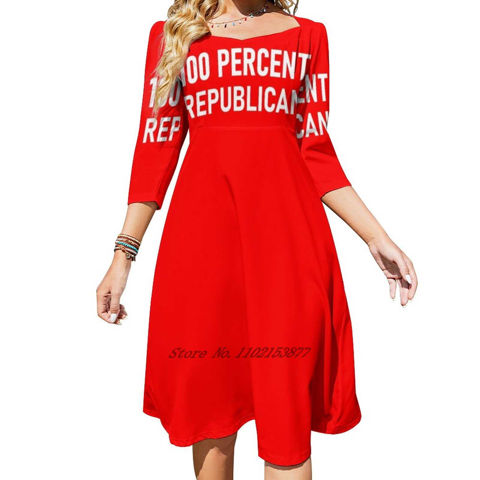 100 Percent Republican Loose Pocket Dress Print Short Sleeve Dresses V ...