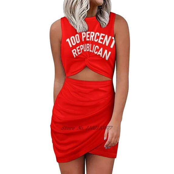100 Percent Republican Loose Pocket Dress Print Short Sleeve Dresses V ...